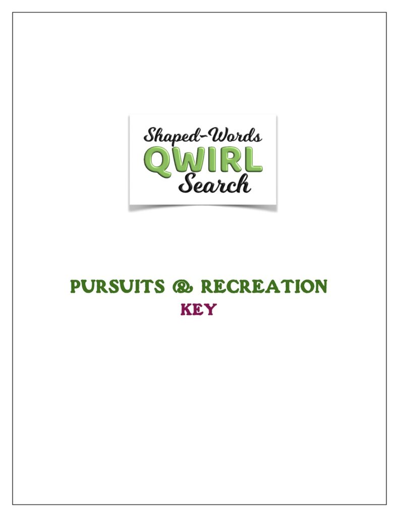 HOBBY-themed QWIRL word search "Pursuits & Recreation"- FREE pdf! - Mrs ...