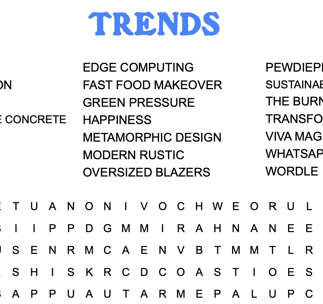 Download "Trends" QWIRL shaped-words search - Mrs. Raines
